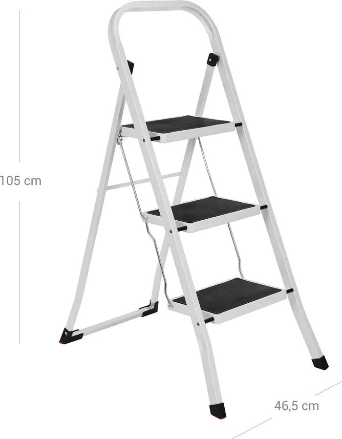 Skládací schůdky STEP, 3 stupně, max. 150 kg, bílá/černá SongmicsHome