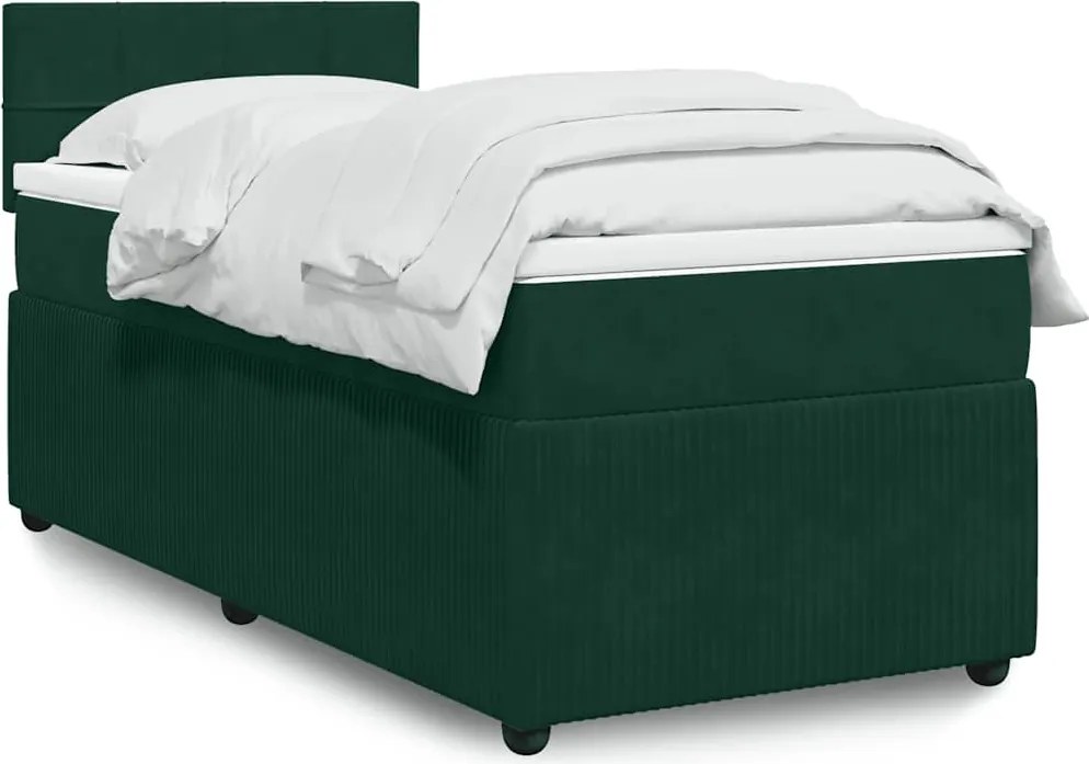 Box spring postel s matrací tmavě zelená 90x190 cm samet 3289929