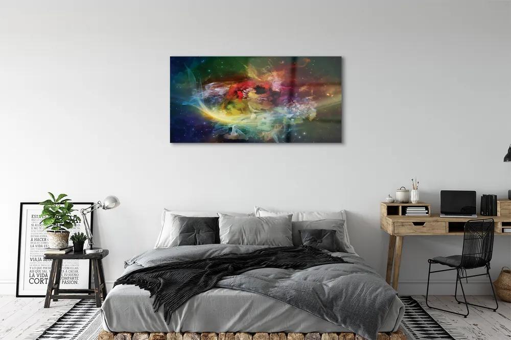 akrylový obraz abstraktní fraktály 125x50 cm