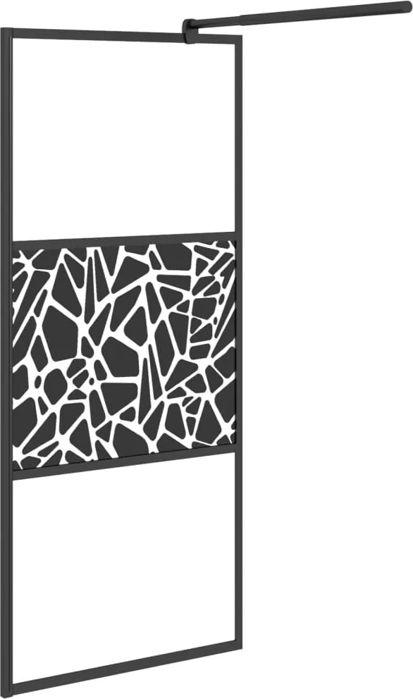 Zástěna do průchozí sprchy s policí černá 90x195 cm ESG/hliník 3185464
