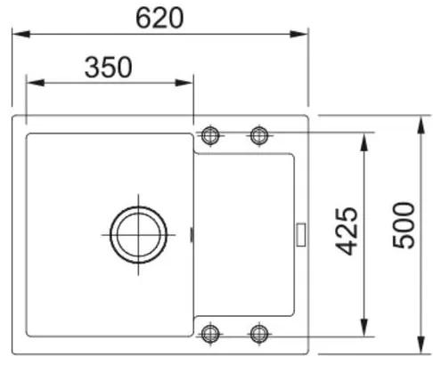 Franke Maris MRG611-62 Granitový dřez s odkapem oboustranné provedení, 62x50cm, kašmír, 114.0494.643