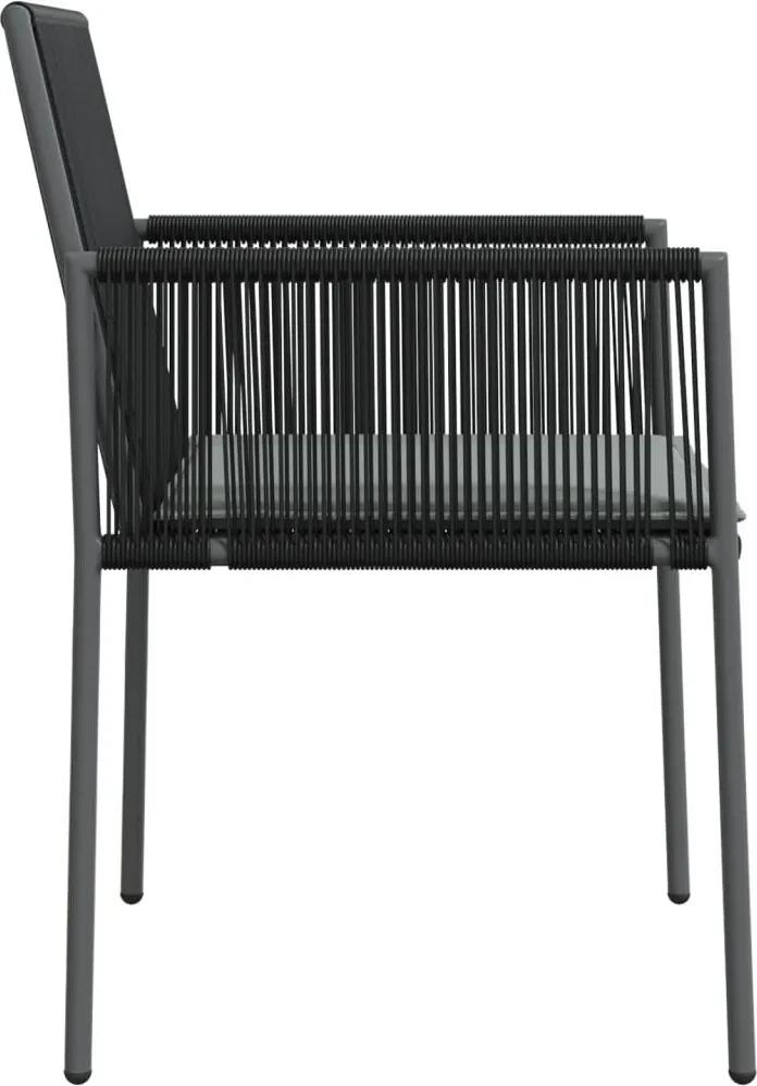 vidaXL Zahradní židle s poduškami 6 ks černé 54x60,5x83,5 cm polyratan [3187092]