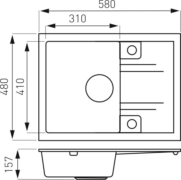 Novaservis Dřezy - Granitový dřez 580x480 mm, Písková, DRGM48/58SA