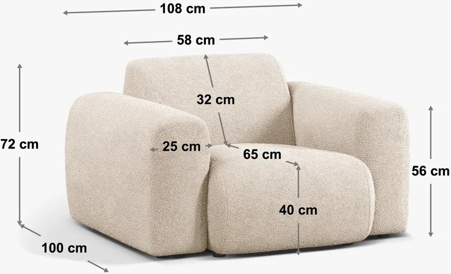 Bílé křeslo z textilie bouclé Molino – Micadoni Home