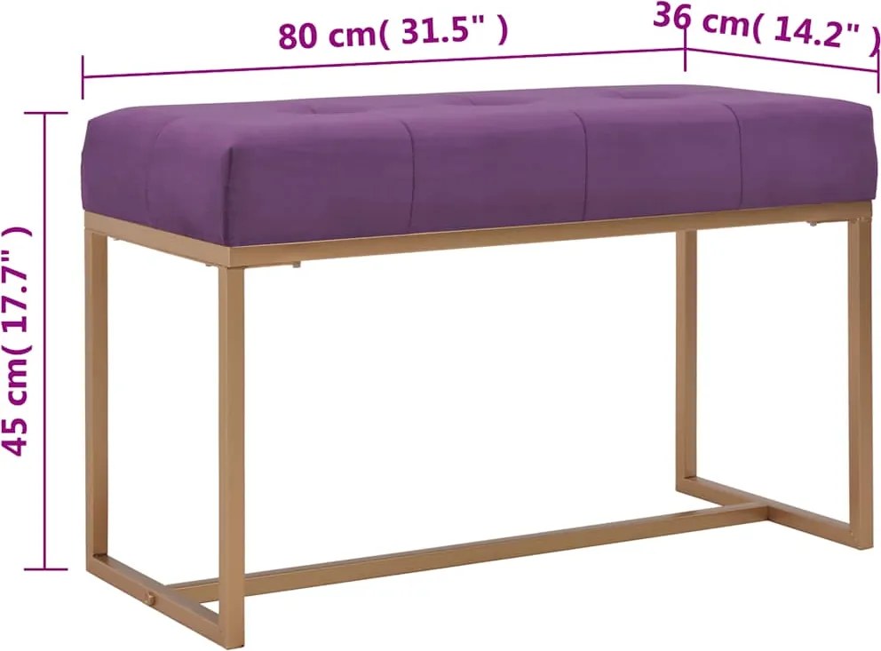 Lavice 80 cm fialová sametová 247557