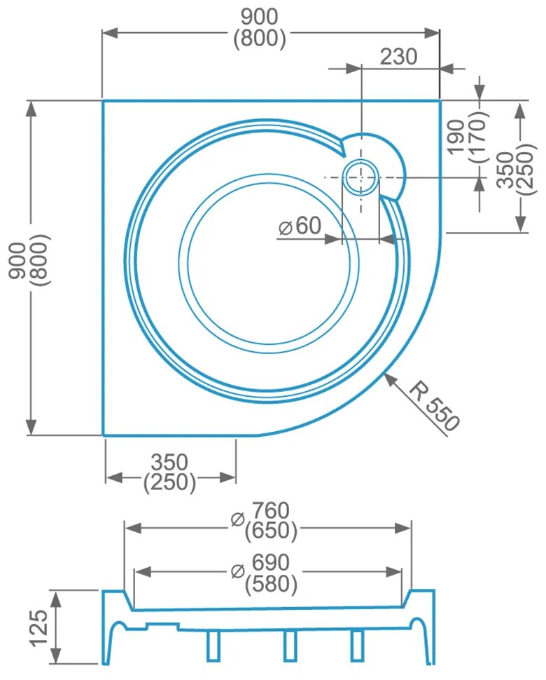 Roltechnik Outlet Samonosná sprchová vanička iROUND Varianta: rozměry: 80x80 cm - (iROUND-80x80 - 8000231)