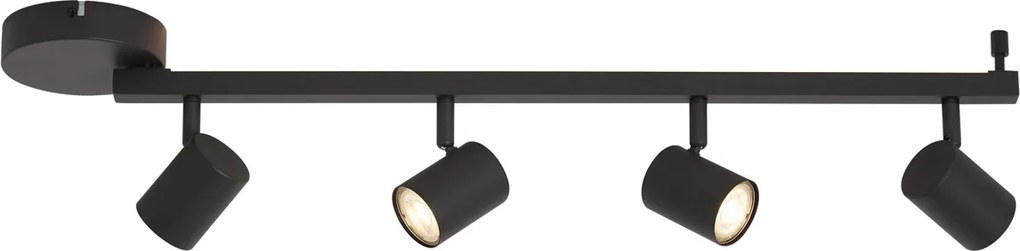 Moderní černé 4-světelné stropní bodové svítidlo GU10 50mm vč. podsvícení a 3-cestného vypínače - Back Up