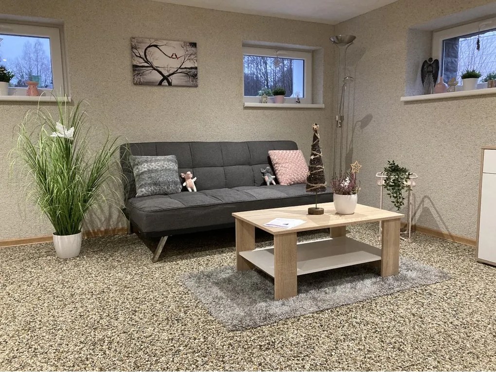 Báča Beton Kamenný koberec na podlahu Monte Carlo Frakce: Hrubá (4 – 8 mm), vydatnost setu 1,3 m², Doporučené použití v: interiéru - dvousložková epoxidová pryskyřice