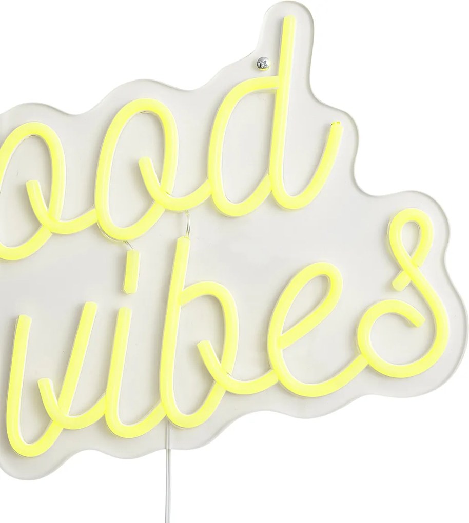 Neonové nástěnné světlo žluté vč. LED - Good Vibes