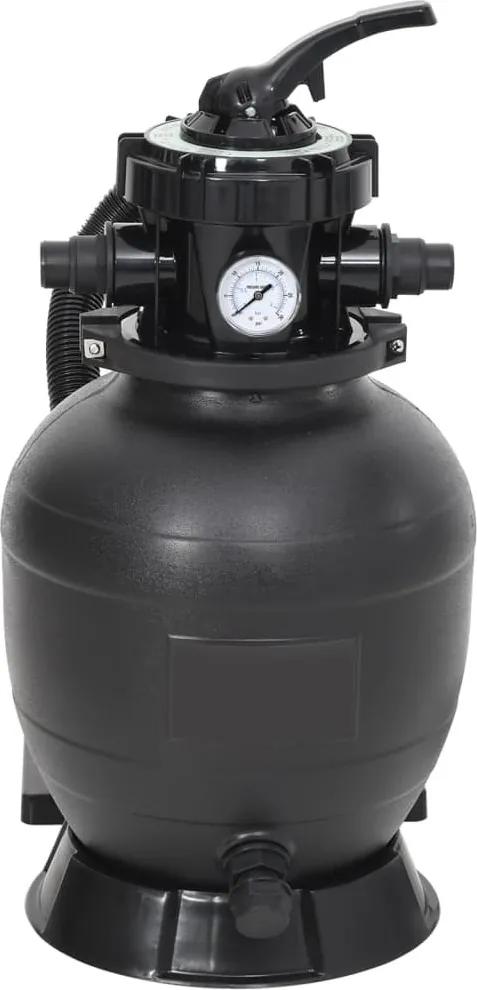 vidaXL Bazénová písková filtrace s 6cestným ventilem černá [93395]