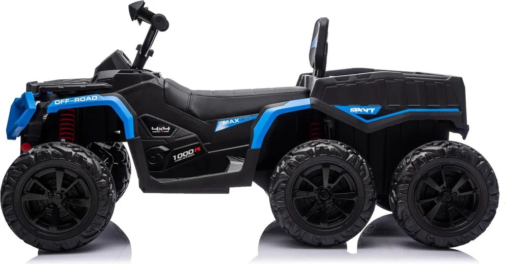LEAN CARS Čtyřkolka na baterie ATV 6 kol s přívěsem JC606 24V 4x4 modrá