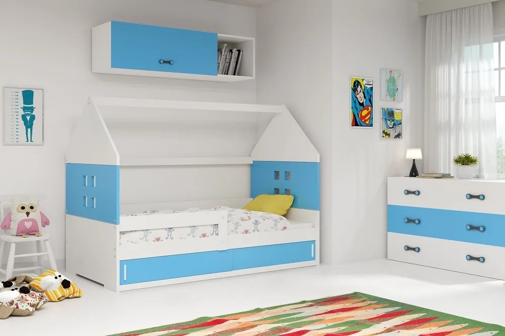 Dětská postel domeček Ivan modrá/bílá