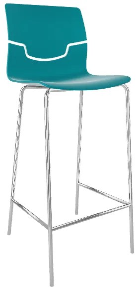 GABER - Barová židle SLOT - vysoká, tyrkysová/chrom