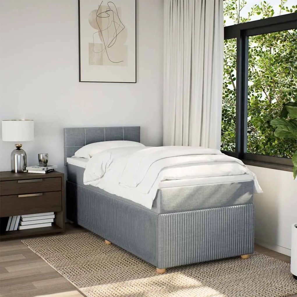 Box spring postel s matrací světle šedá 90x190 cm textil 3287311