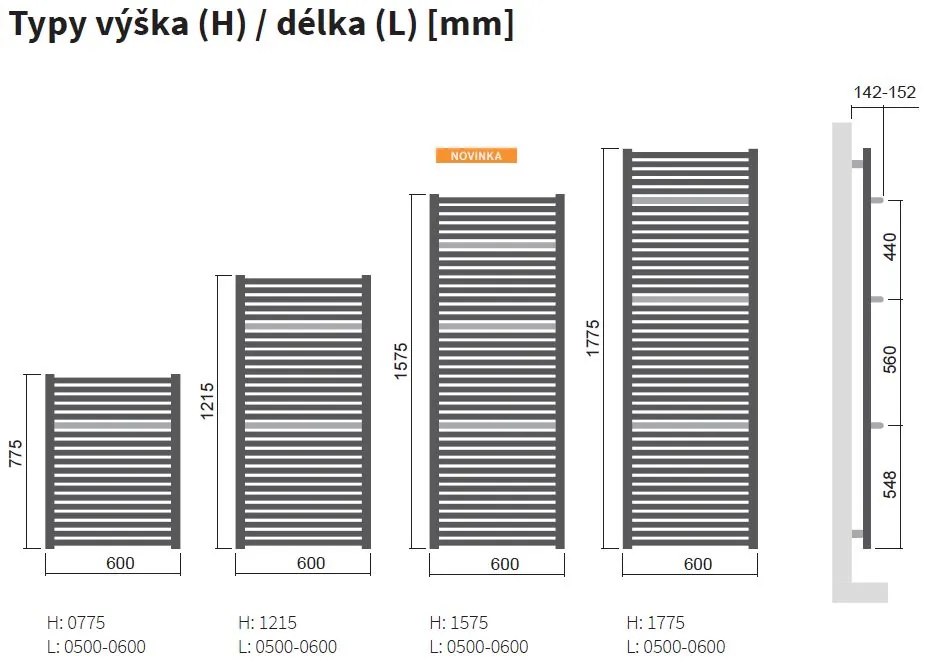 Isan Avondo 1575 x 600 mm koupelnový radiátor bílý