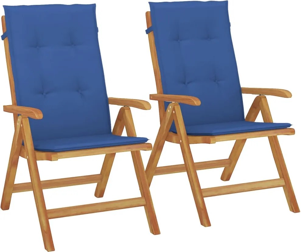 Skládací polohovací křesla s polštáři 2 ks, masivní teak 3196443