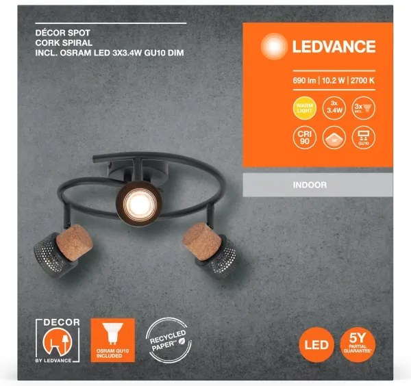 Ledvance - LED Bodové svítidlo DECOR CORK 3xGU10/3,4W/230V