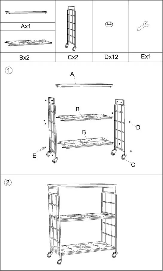 Pojízdný regál Mauro Ferretti Tridy, výška 86 cm