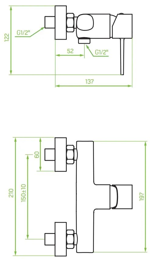 Laveo Pola, nástěnná sprchová baterie, černá matná, LAV-BAP_740D