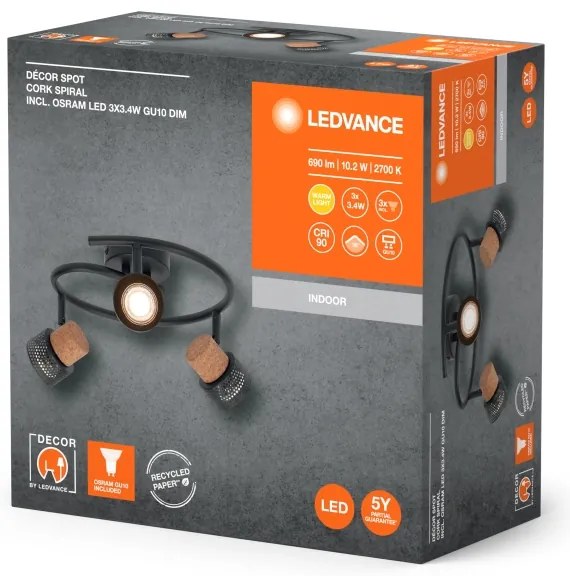 Ledvance - LED Bodové svítidlo DECOR CORK 3xGU10/3,4W/230V