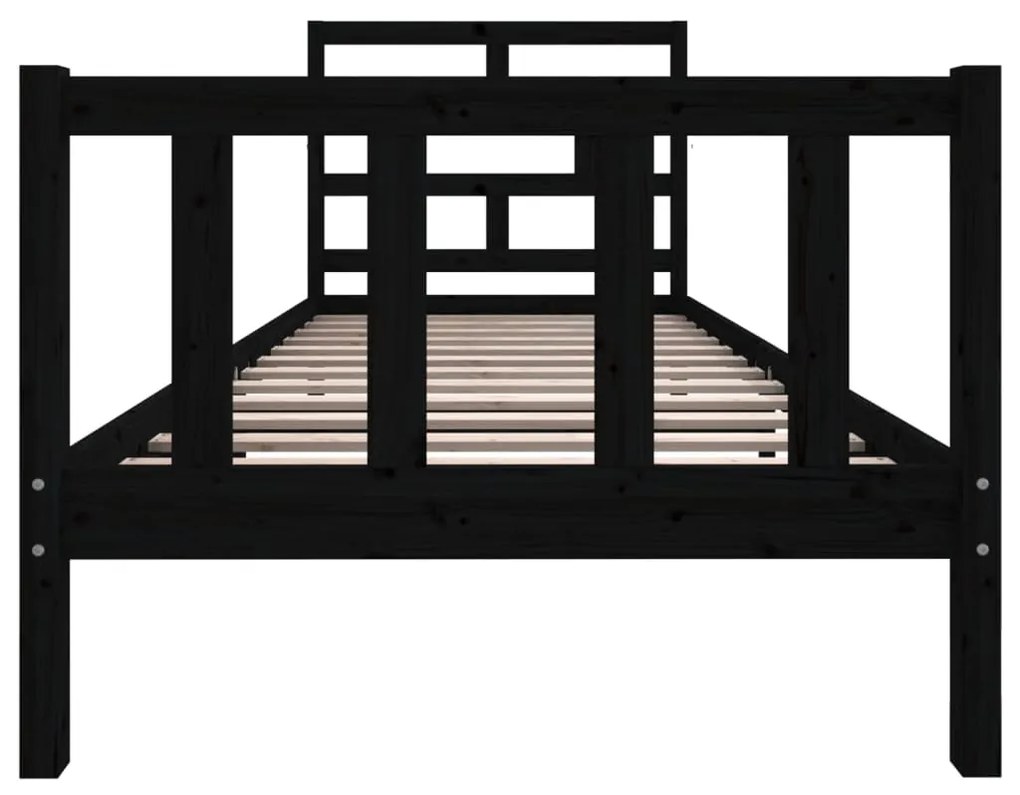 Rám postele černý masivní borovice 90 x 190 cm jednolůžko,  3101317