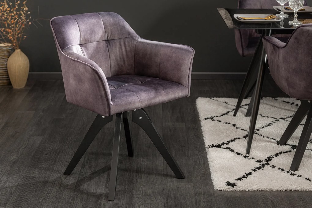 Designová otočná židle Giuliana tmavě šedý samet