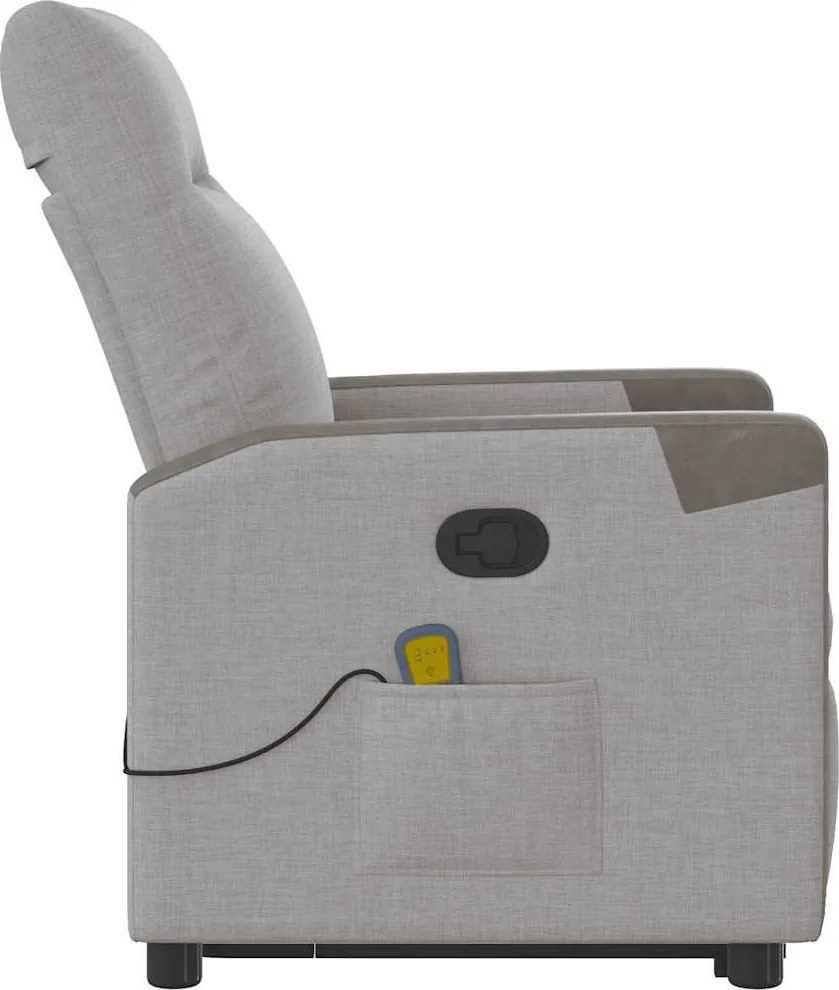 Zvedací masážní polohovací křeslo obláčkově šedé textil 3324094