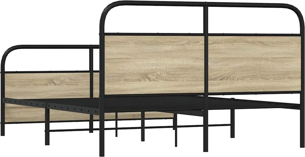 Kovový rám postele bez matrace dub sonoma 160 x 200 cm 3318651