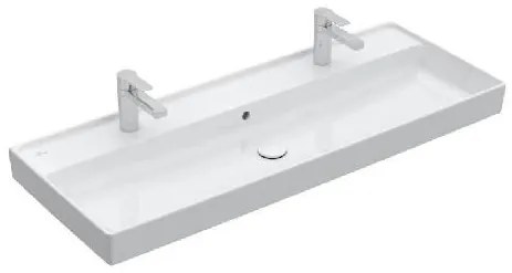 Villeroy & Boch Collaro - Dvojumyvadlo nábytkové 1200x470 mm, s přepadem, 2 otvory pro baterii, alpská bílá 4A33C401