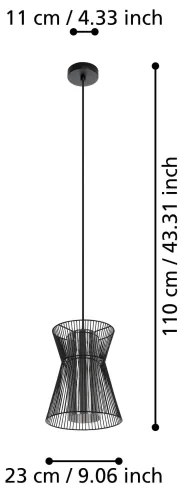Eglo 99633 - Lustr na lanku MASETA 1xE27/40W/230V černá