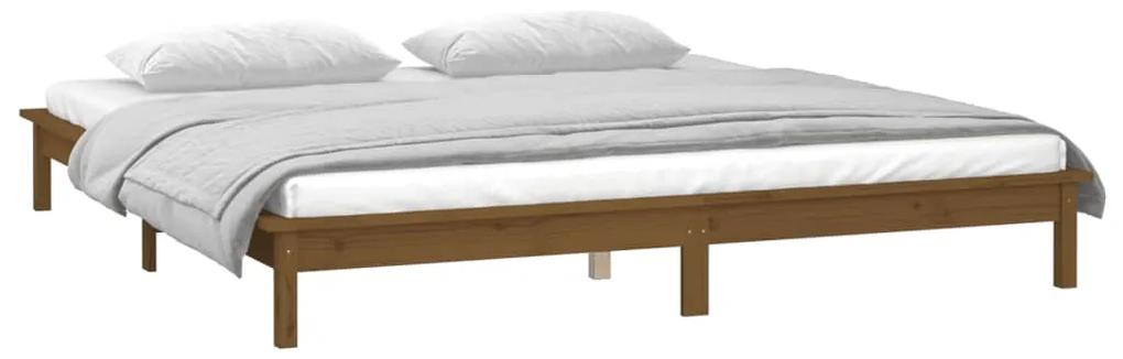 Rám postele s LED světlem medově hnědý 140x200 cm masivní dřevo - Default Title