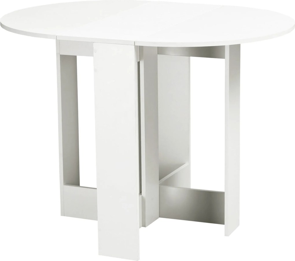 Skládací jídelní stůl HOMCOM s 2 sklápěcími křídly, skládací stůl pro 2-4 osoby 104x76x73,7 cm Bílý | Aosom