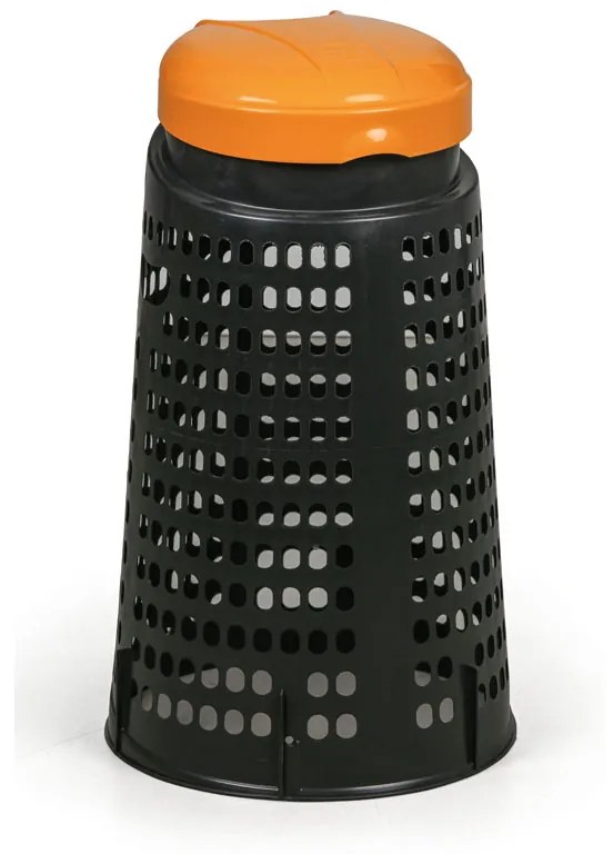 Artplast Plastový odpadkový koš na 120 L pytle, černý, oranžové víko