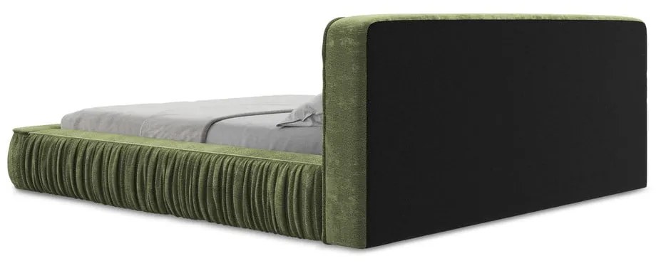 Zelená čalouněná dvoulůžková postel s úložným prostorem s roštem 180x200 cm Keoni – Makamii