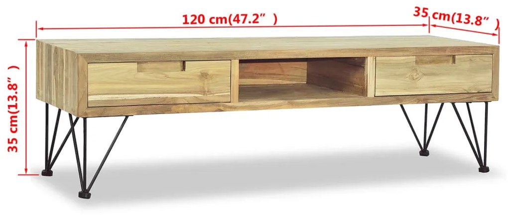 vidaXL TV stolek 120 x 35 x 35 cm masivní teak