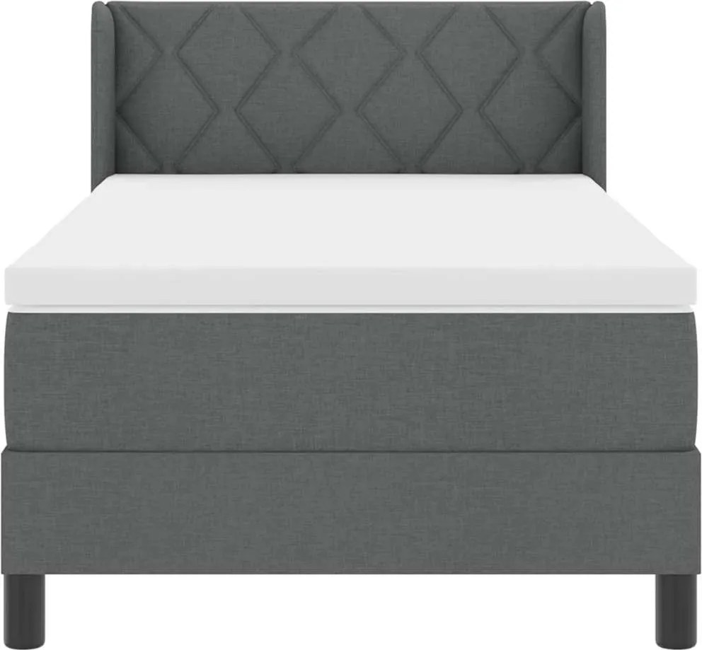 Postel s boxspringem s čelo Tmavě šedá 190 x 90 cm textil 3341140