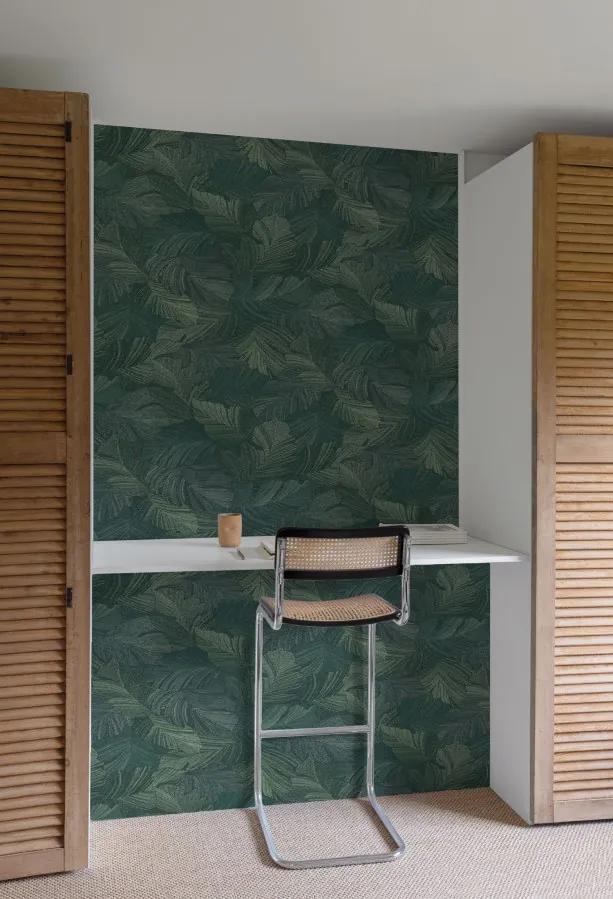Zelená vliesová tapeta na zeď listy A66502 | Lepidlo zdrama