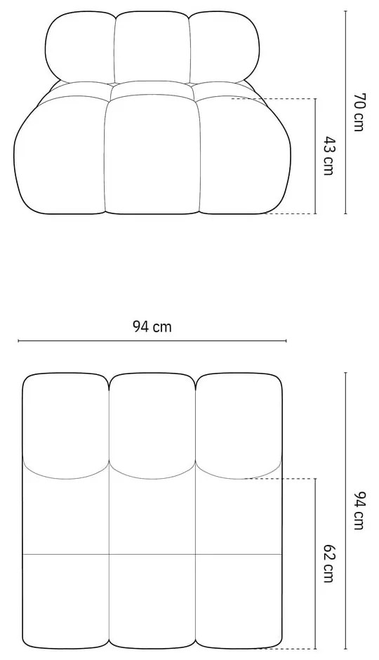 Světle šedý modul pohovky z textilie bouclé (středový díl) Bellis – Micadoni Home