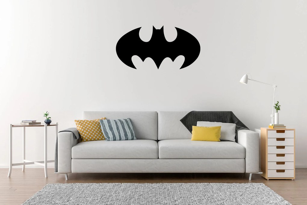 Lepy.cz Samolepka na zeď Batman - logo Velikost (šířka x výška): 20x10cm, Barevná varianta: Bílá