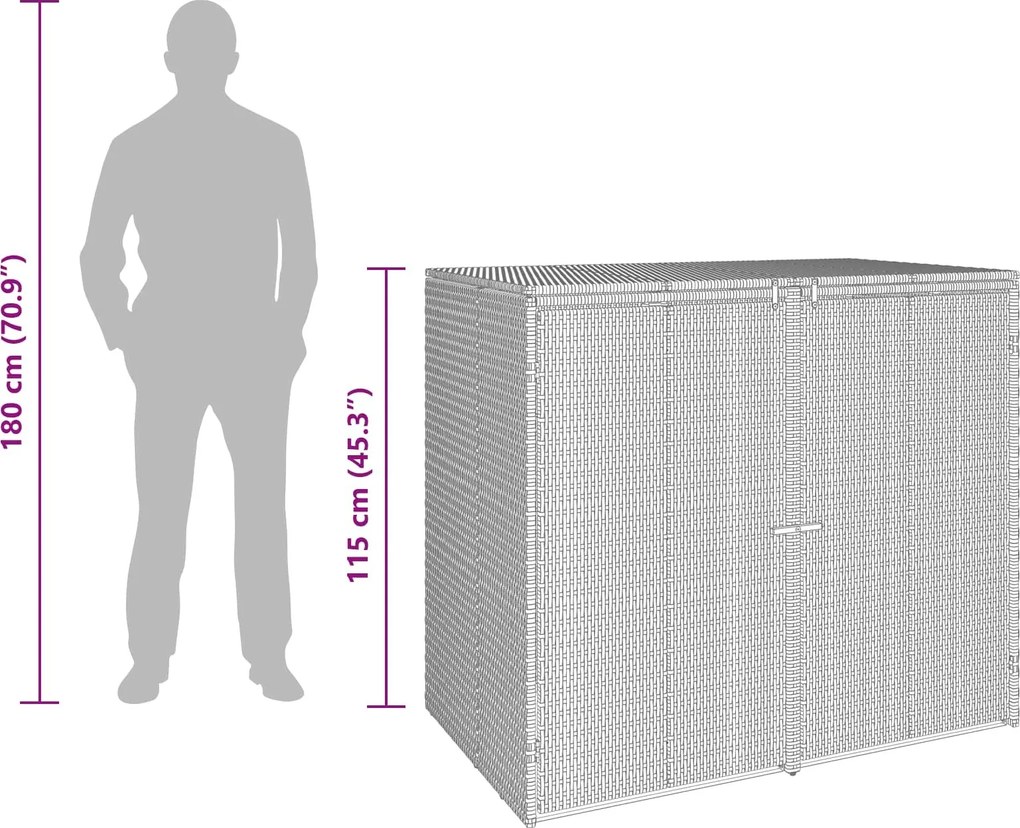 vidaXL Kontejner na odpadky 2 pcs Černá 65 x 80 x 115 cm Polyethylen [42008242]
