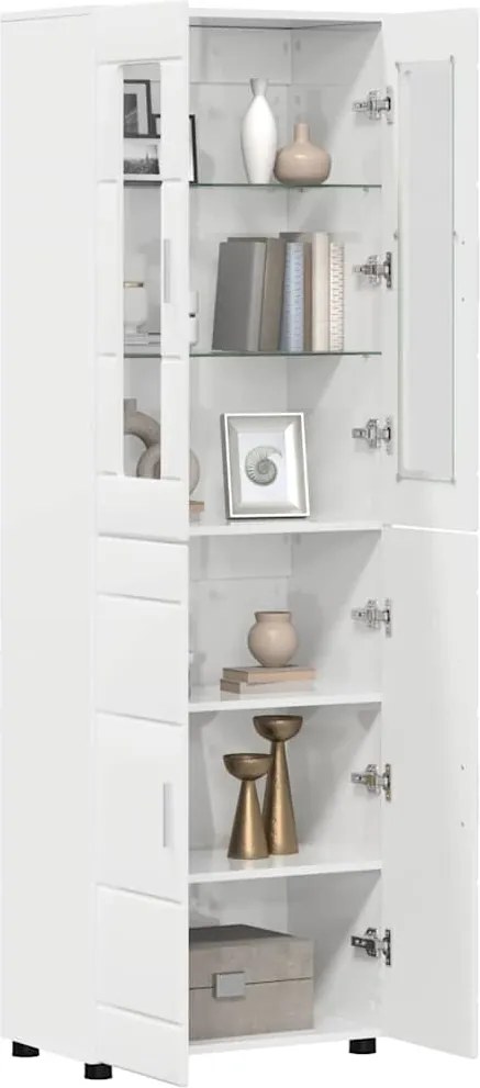 Vysoký bufet FLORIN 60 x 35 x 182 cm Vysoce lesklá bílá 3397918