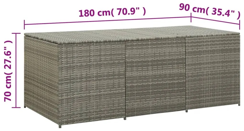 vidaXL Marketos Zahradní úložný box polyratan 180 x 90 x 70 cm šedý
