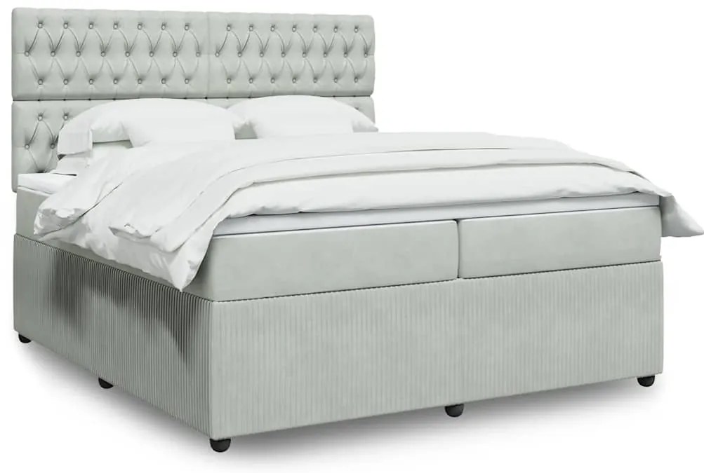 Box spring postel s matrací světle šedá 200x200 cm samet 3292436