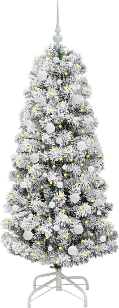 Umělý Skládací Vánoční Strom 150 LED Zelená a bílá 150 cm 3395589