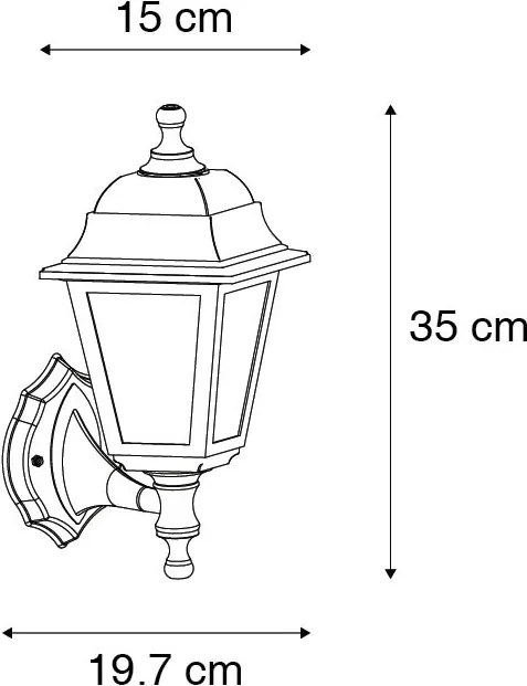 Chytré venkovní nástěnné svítidlo černé IP44 vč. Wifi ST64 - Capital