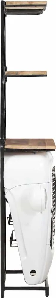 Stojan na víno traktor bílý 49x31x172cm hrubý masivní mangovník 320487