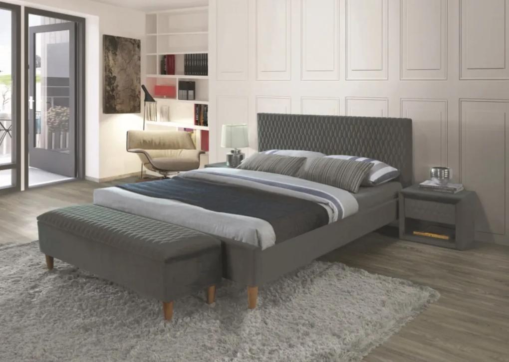 Čalouněná postel AZURRO VELVET 160 x 200 cm šedá Matrace: Matrace Coco Maxi 23 cm