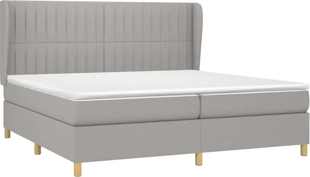 Box spring postel s matrací světle šedá 200 x 200 cm textil 3128709