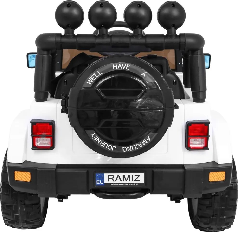 Ramiz Dětské terénní auto Full Time 4WD bílé na dálkové ovládání + pohon 4x4 + LED audio + úložný prostor