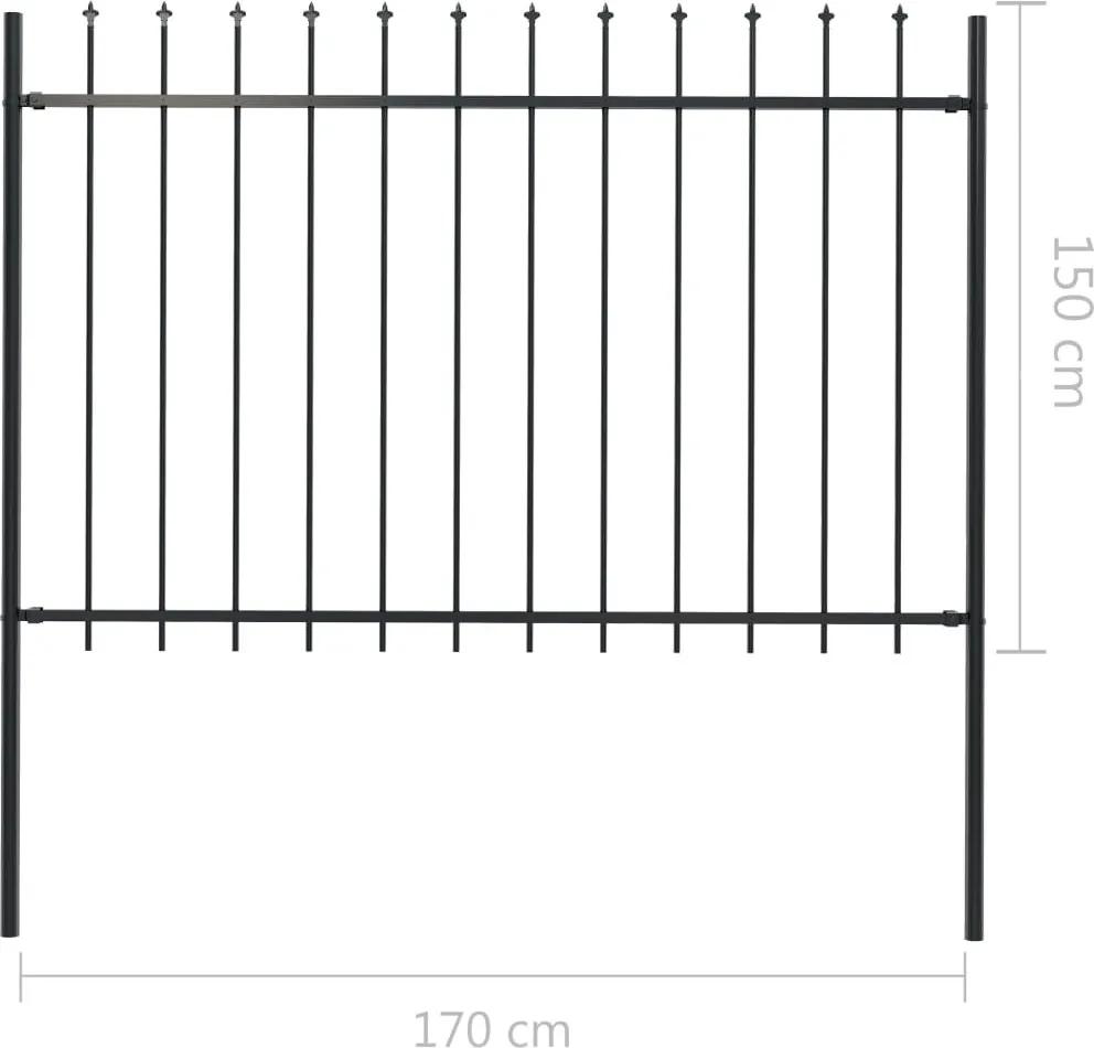 vidaXL Zahradní plot s hroty ocelový 1,7 x 1,5 m černý [144927]